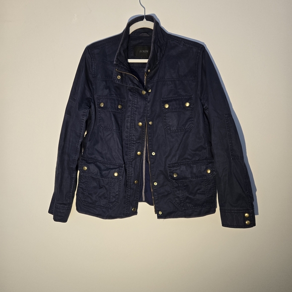 J. Crew | Jackets & Coats | J Crew Navy Waxed Cotton Military Barn ...